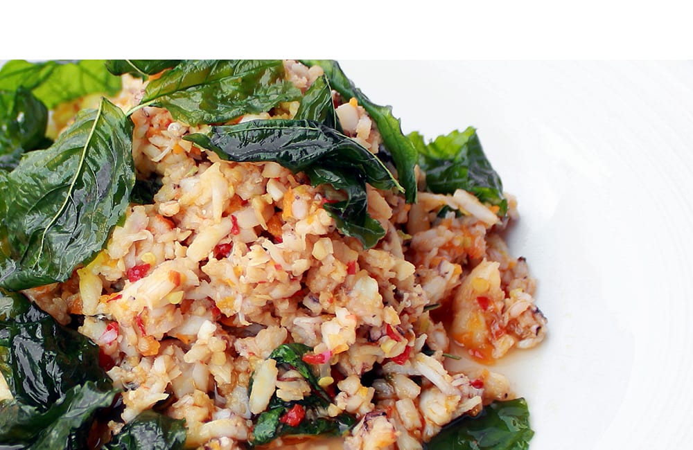 Fried Rock Lobster with Holy Basil Sauce (ผัดกะเพรากั้ง)