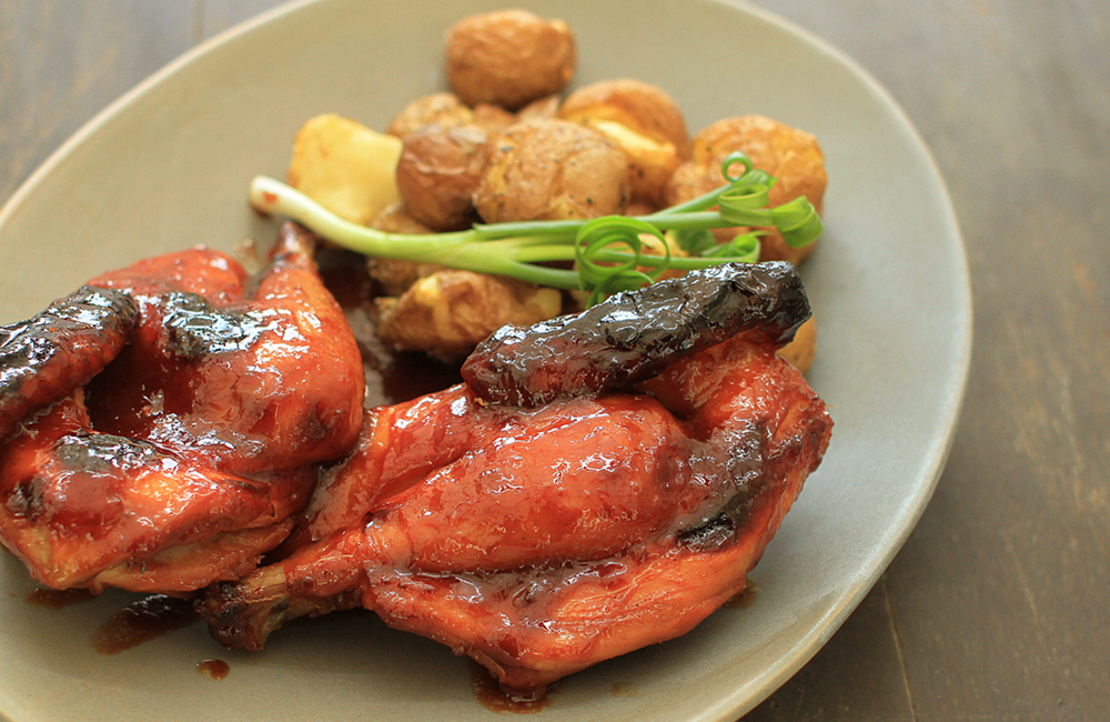 Baked Spring Chicken with Smashed Potatoes (ไก่อบกับมันทุบ)