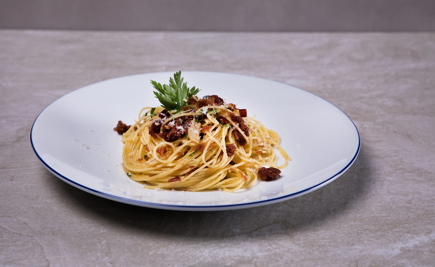 Corned Beef Spaghettini (สปาเกตตินีผัดคอร์นบีฟ)