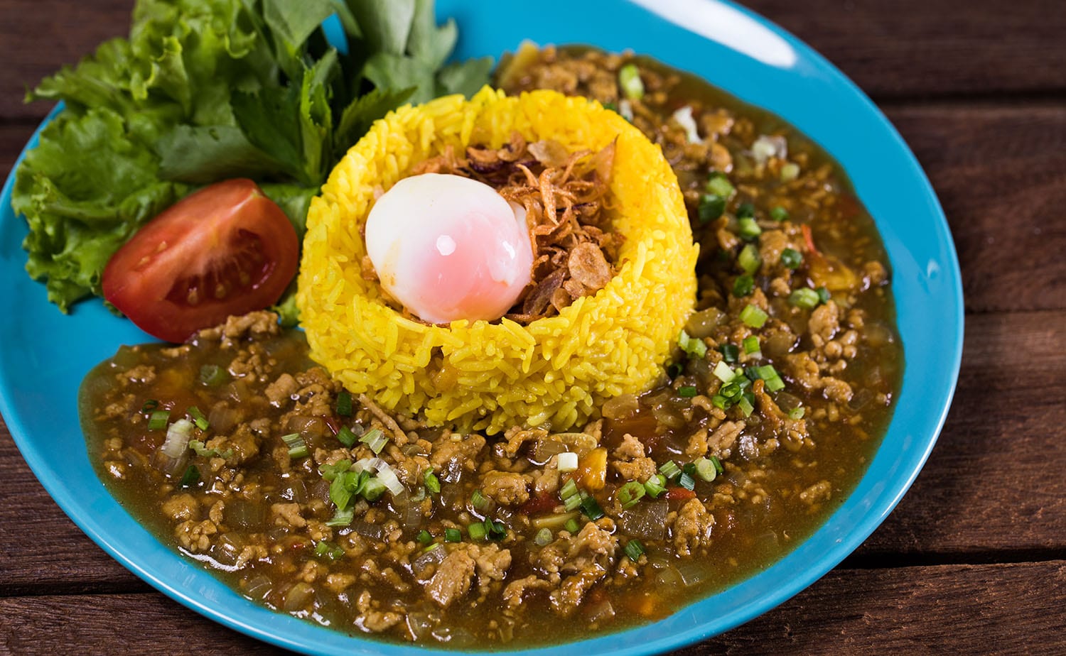 Turmeric Rice with Minced Pork Stew (ข้าวหุงขมิ้นหน้าหมู)