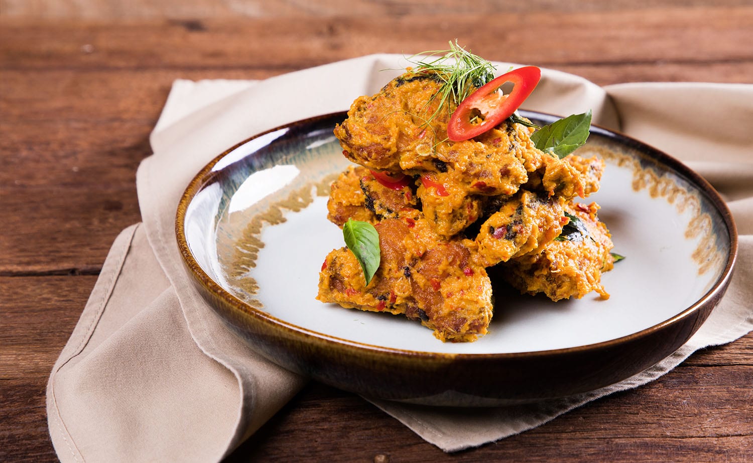 Snakehead Fish in Dried Red Curry (แกงคั่วปลาช่อนผัดแห้ง)