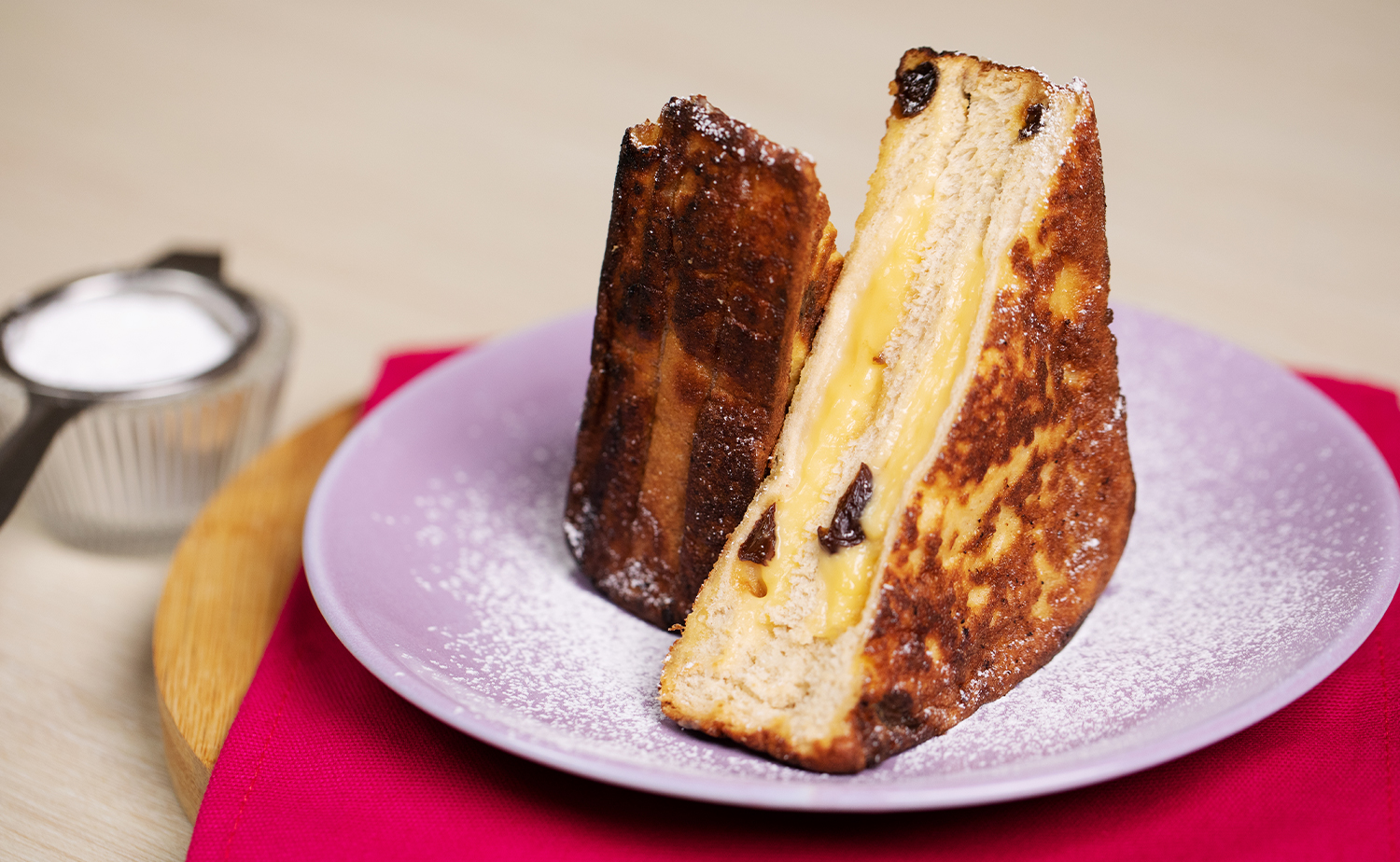 Raisin French Toast with Rum Custard Filling (เฟรนช์โทสต์ขนมปังลูกเกด ...