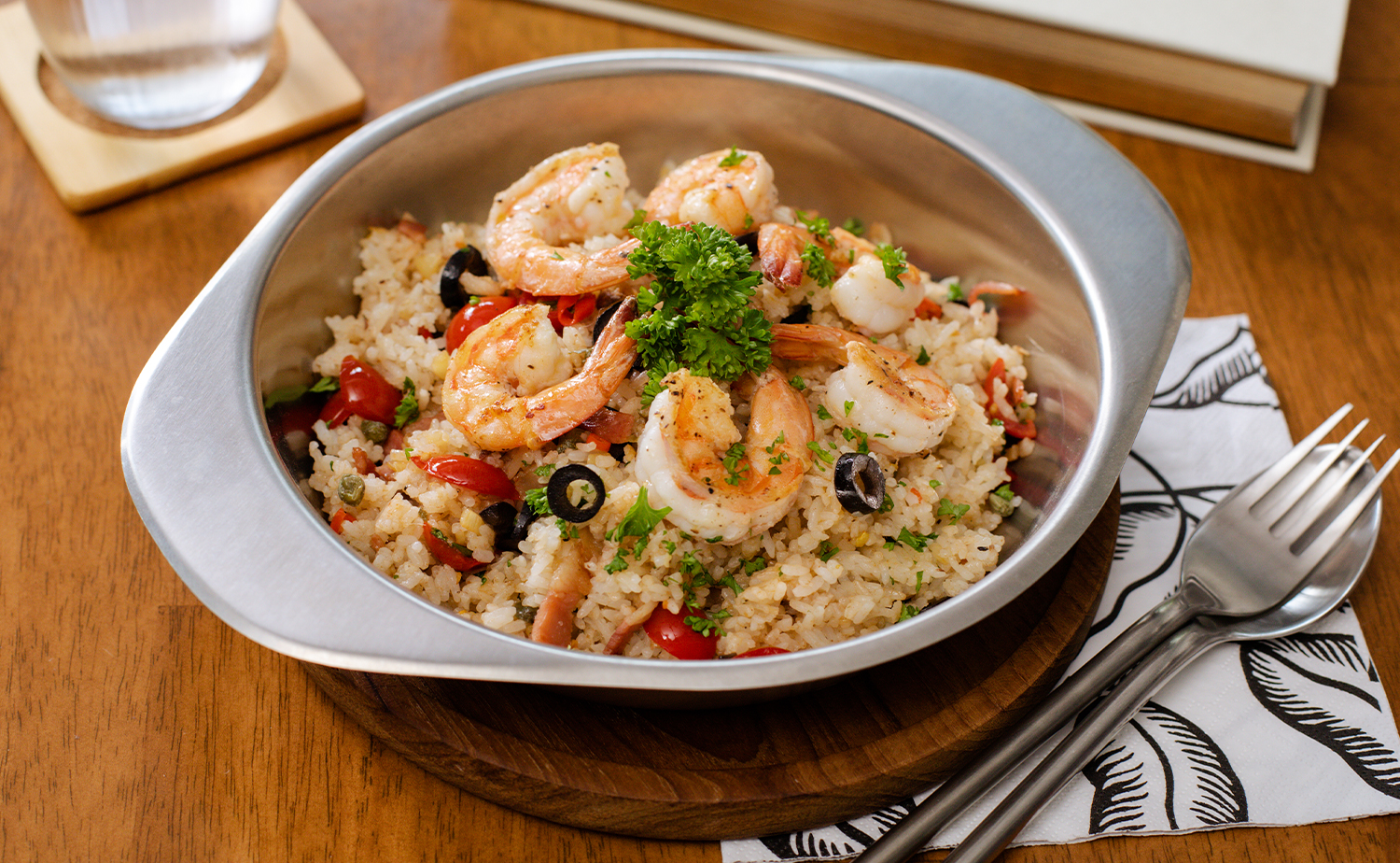 Puttanesca Fried Rice and Grilled Prawn (ข้าวผัดฝรั่งกุ้งย่าง)