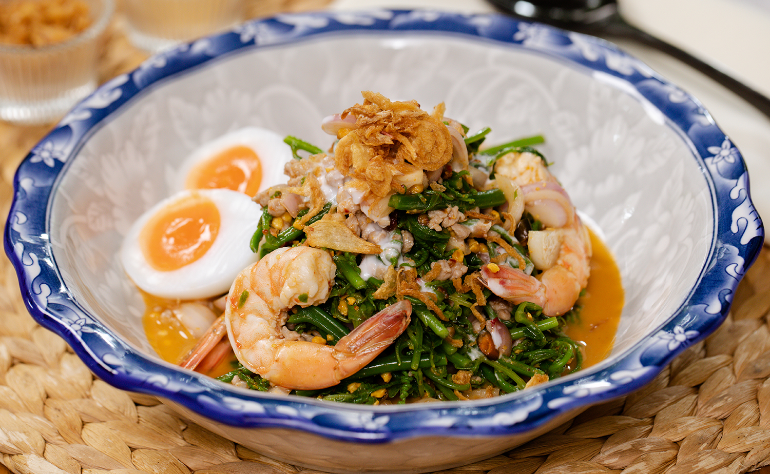 Prawn and Paco Leaves Salad (ยำผักกูดโบราณกุ้งสด)