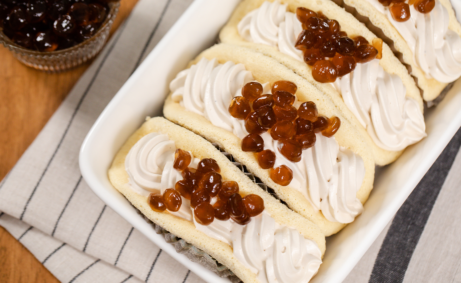 Bubble Tea Cream Omelet Cake (ออมเลตเค้กครีมชาไข่มุก)