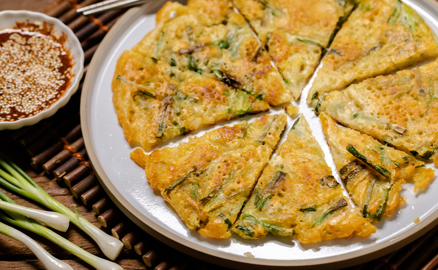 Pajeon (Korean Scallion Pancakes) แพนเค้กต้นหอม
