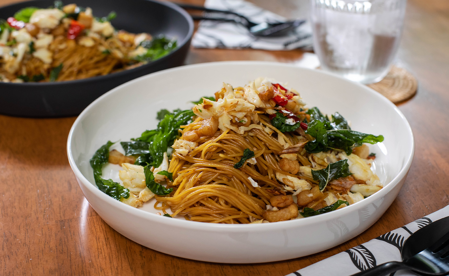 Spicy Holy Basil Crab Pasta (คาเปลลินีกากหมูกะเพราปู)