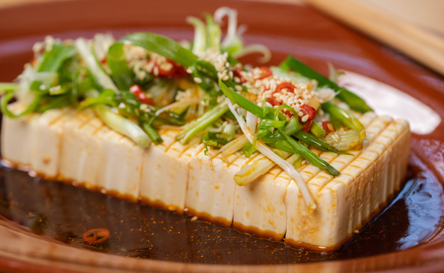 Soft Tofu with Spicy Soy Dressing (เต้าหู้อ่อนซอสสไปซี่)