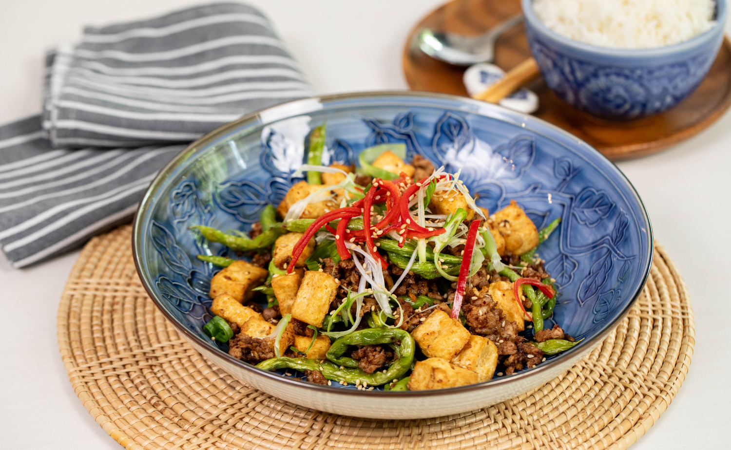 Sichuan Mala Tofu with Green Beans (เสฉวนหม่าล่าเต้าหู้ถั่วแขก)