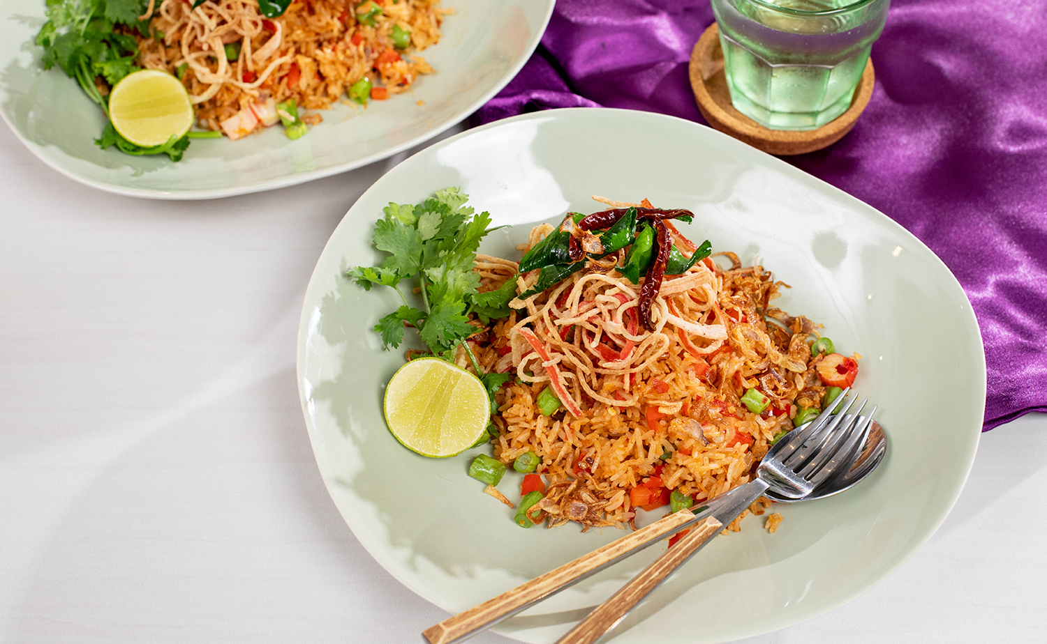 Tom Yum Fried Rice with Crispy Crab Stick (ข้าวผัดต้มยำปูอัดกรอบ)
