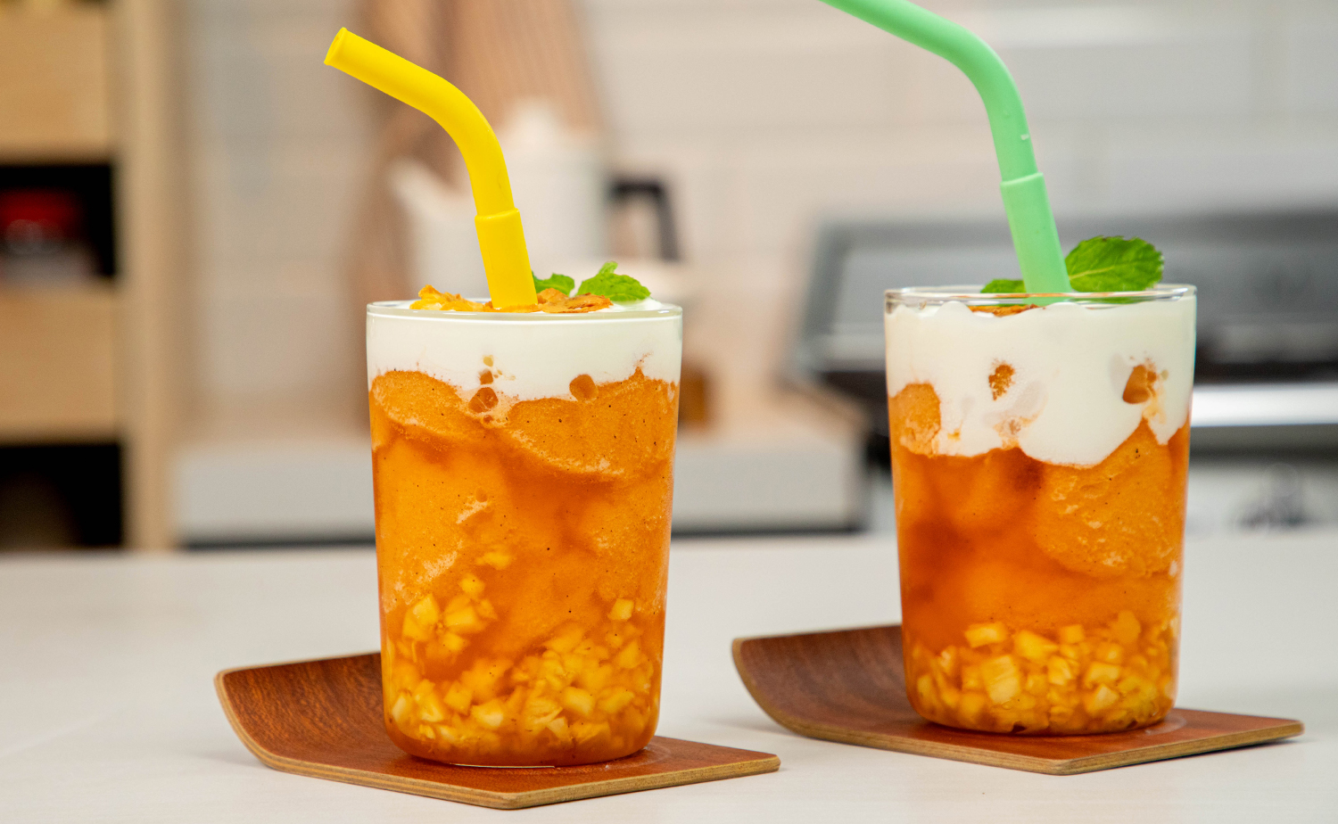 Thai Tea Plum Frappe with Cream Cheese Foam (ชาบ๊วยปั่นหน้าครีมชีส)
